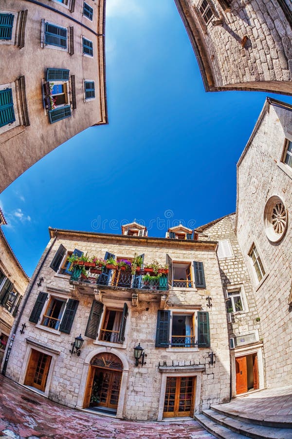 Fish-eye View of the Old City on Sky Background Stock Photo - Image of ...