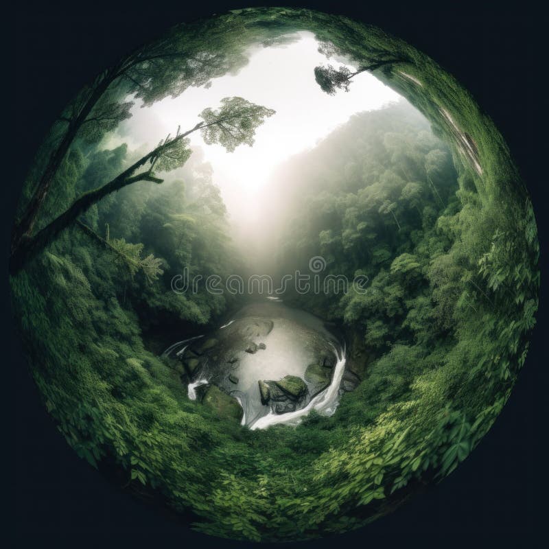 A Fish Eye View of a River Surrounded by Trees. Generative AI Image ...