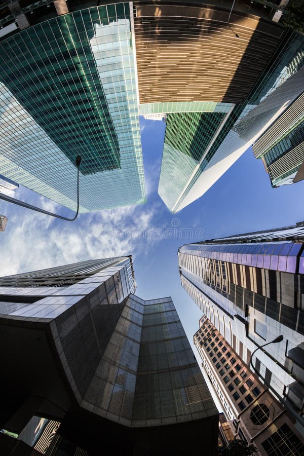 Fish-eye View of the Singapore Skyline Stock Photo - Image of ...