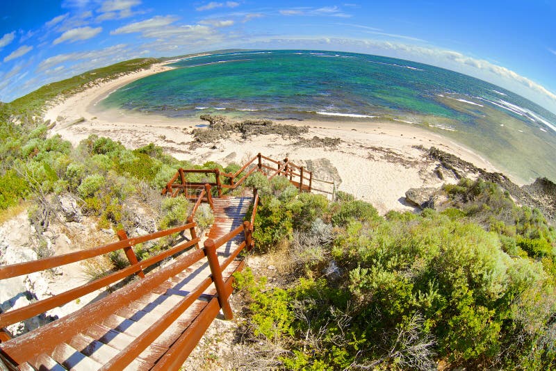 Fish-eye View on Tropical Beach and Ocean Stock Photo - Image of beauty ...