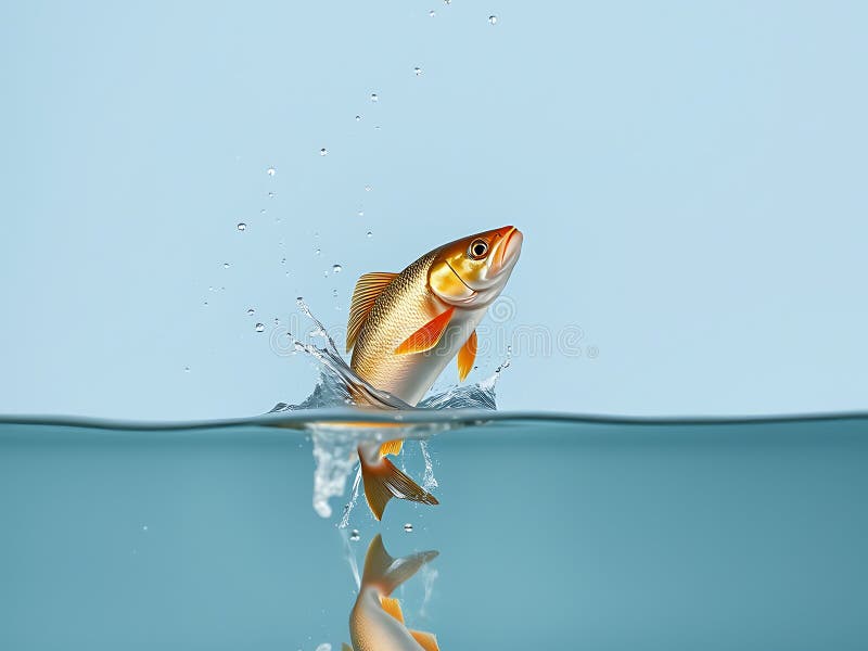 A Fish Falling into the Water, Splashing and Creating a Very Lively ...