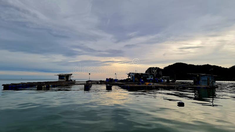 Fish Farm in the Sea during Sunset in Penang Stock Photo - Image of ...