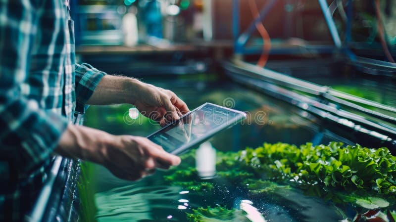 A Fish Farmer Checking the Water Quality of Their IoTenabled System ...