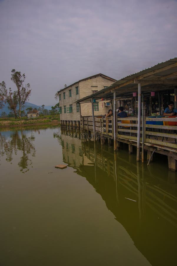Fish Farming Rural Restaurant Editorial Stock Image - Image of bridge ...