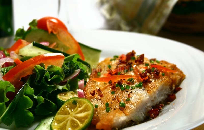 Fish Fillet stock image. Image of lime, fist, salad, protein - 2413745