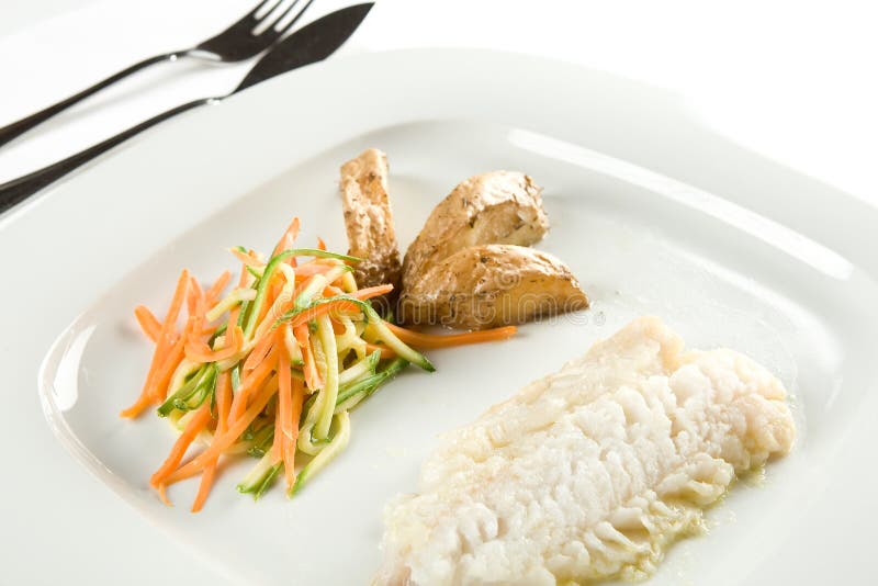 Boiled Cod Fish with Potatoes and Cole Stock Image - Image of aromatic ...