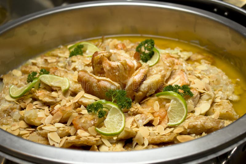 Fish Fillet with Almonds Unsharpened File Stock Photo - Image of food ...