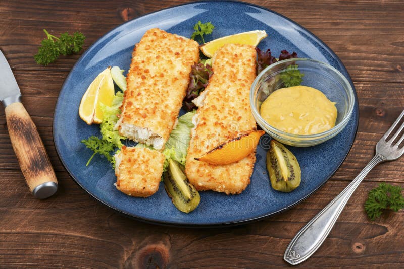 Fish Fillet Baked in Breadcrumbs Stock Image - Image of fish, food ...
