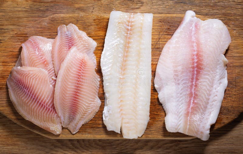 Fish Fillet of Cod, Tilapia and Pangasius, Top View Stock Image - Image ...