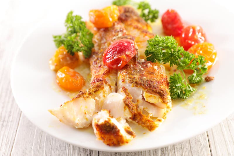 Fish fillet stock image. Image of baked, tomato, healthy - 119016077
