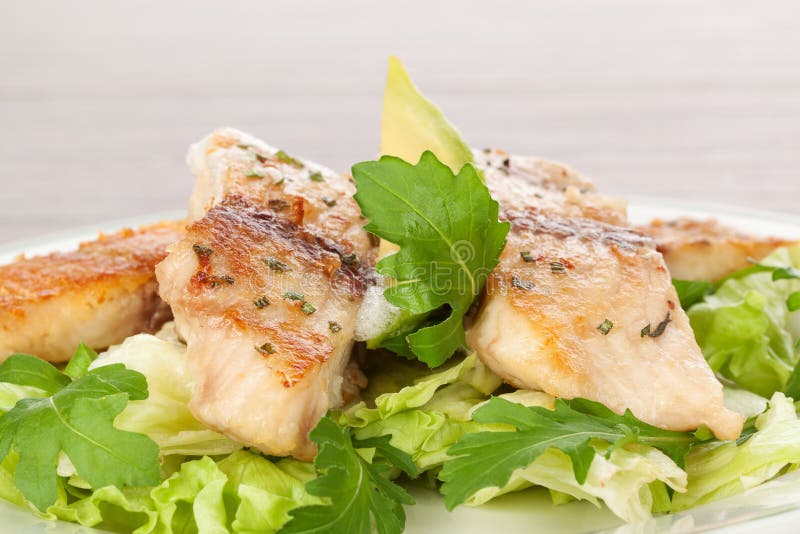 Fish Fillet with Fresh Salad. Stock Photo - Image of culinary ...