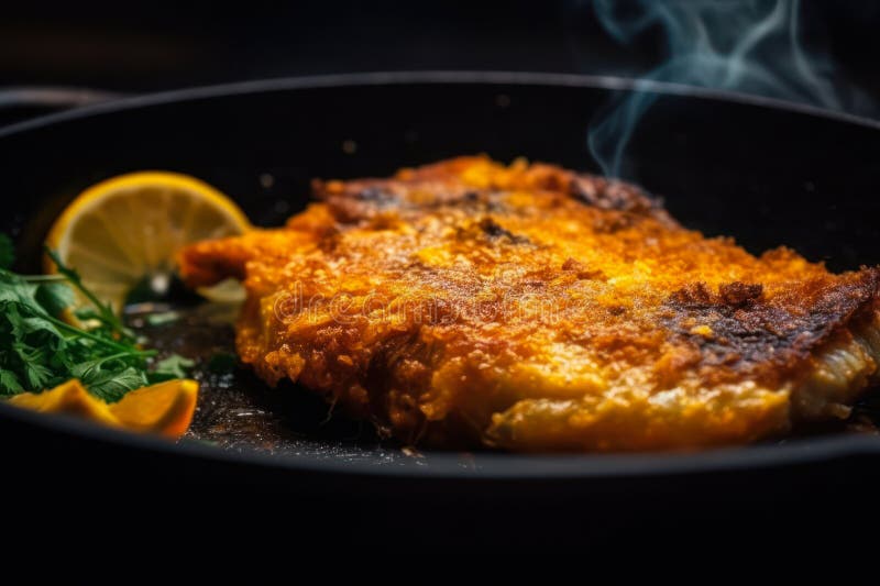 Fish Fillet with Golden Crust and Lemon Generative Ai Stock ...
