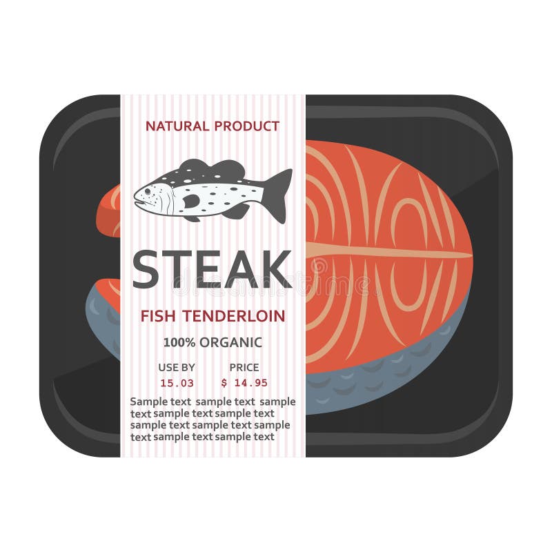 Fish fillet in a package stock vector. Illustration of fresh - 85046086
