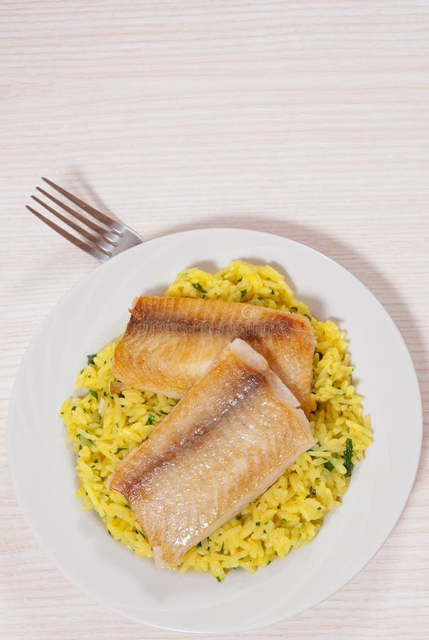 Fish fillet with rice stock image. Image of grouper, cooked - 62300071