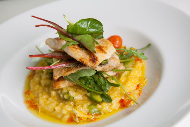 Fish fillet with risotto stock image. Image of prepared - 71457929