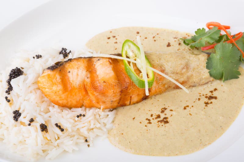 Fish Fillet Served with Rice Stock Image - Image of appetizing, meal ...
