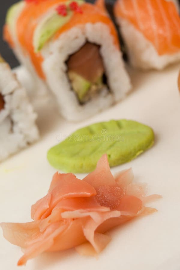 Fish fillet in sushi plate stock image. Image of roll - 95456589