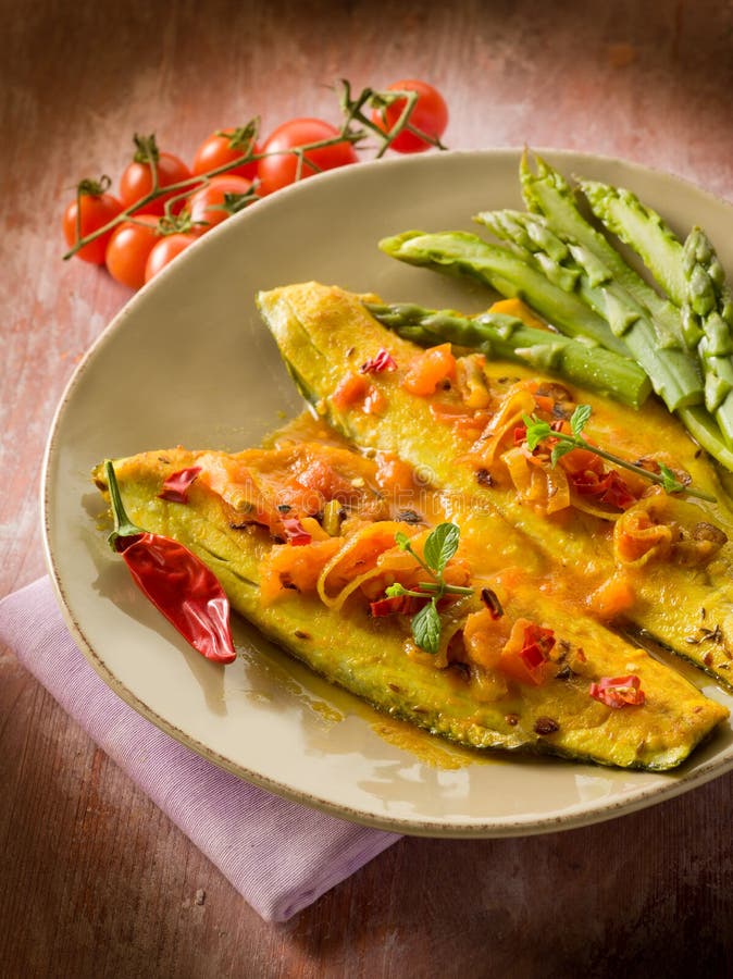 Fish Fillet with Tomato Hot Chili Pepper Stock Photo - Image of dish ...