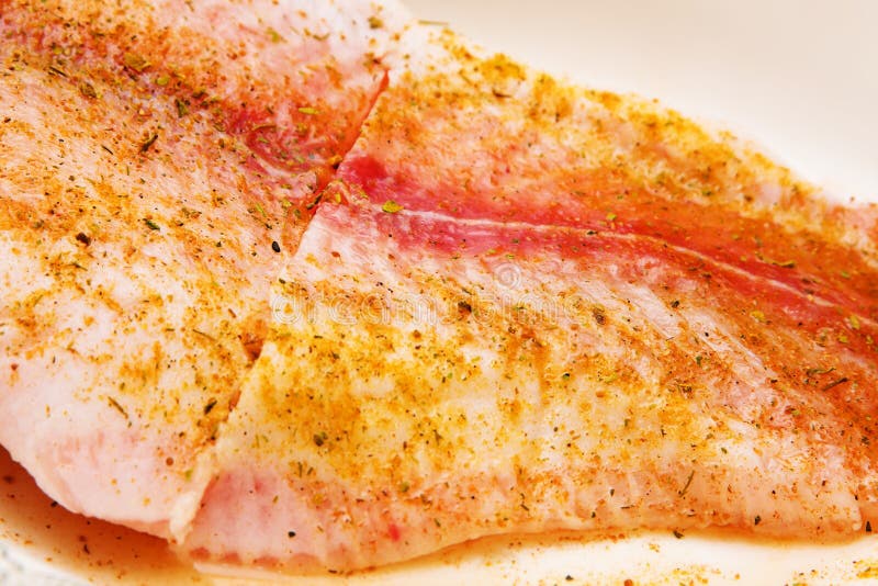 Fish fillet under spices stock photo. Image of meal, black - 17677872