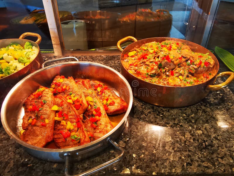 Fish Fillets Cooked with Vegetables and Chopped Vegetables Stock Image ...