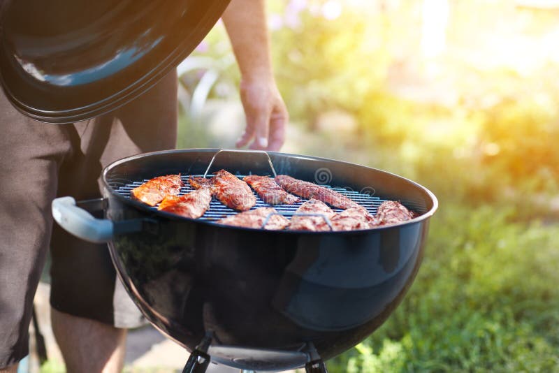 Fish Fillets on the Grill with Flames in Horizontal Orientation Stock ...