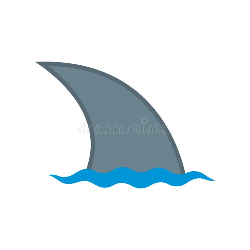 Fish Fin Icon with Water Wave. Shark or Dolphin Fin Stock Vector ...