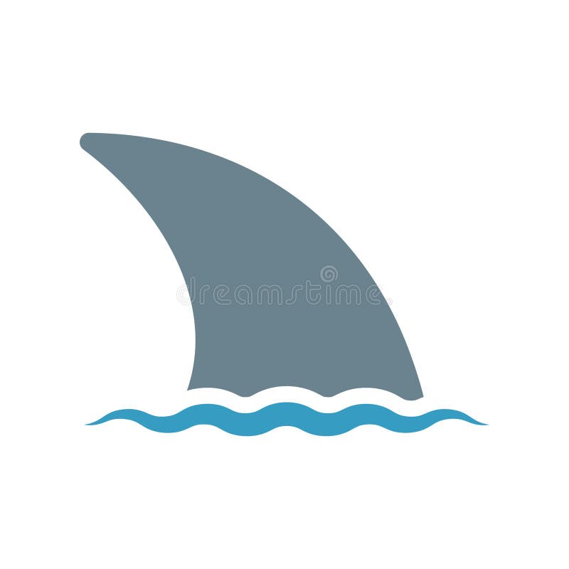 Fish Fin Icon with Water Wave. Shark or Dolphin Fin Stock Vector ...