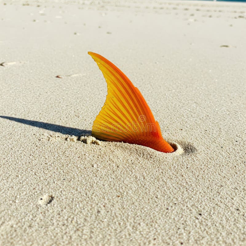 A Fish Fin Sticking Out of the Sand on the Beach. Stock Image - Image ...