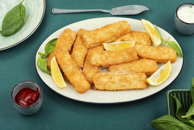 Fish Fingers or Nuggets, Seafood Stock Image - Image of grilled ...