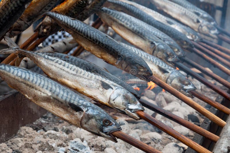 Fish on fire stock image. Image of diet, ingredient, food - 37906005