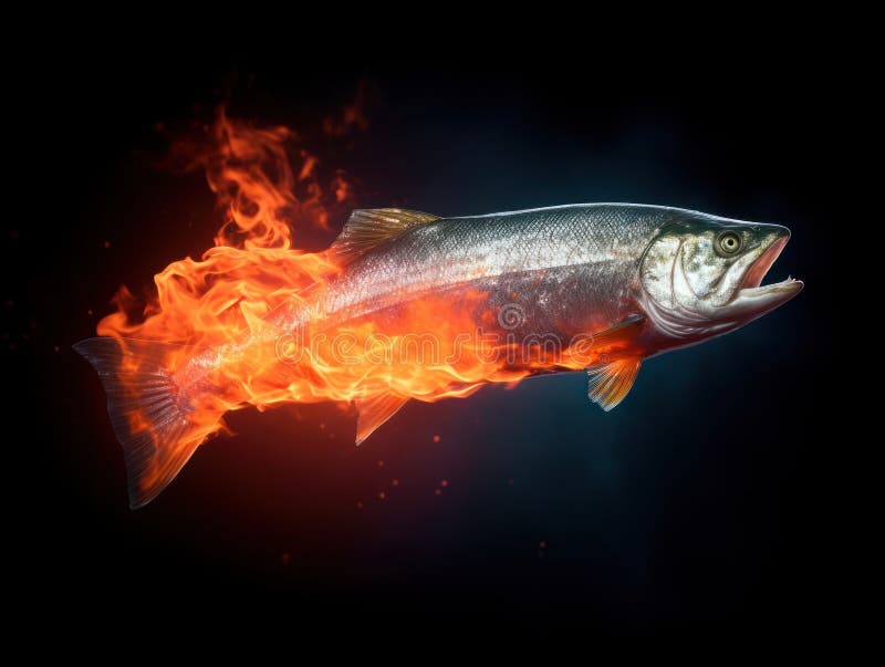 A fish on fire stock illustration. Illustration of ocean - 300383241