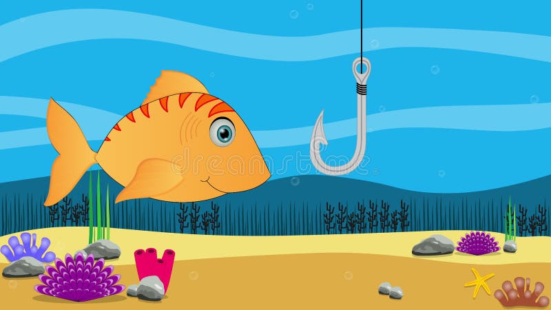 Seamless Looping Animation of Colorful Fish with Fishing Hook Stock ...