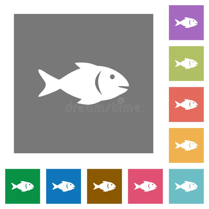 Fish square flat icons stock vector. Illustration of carp - 193700723