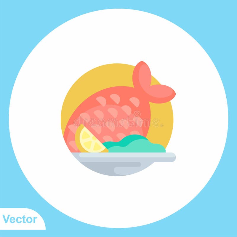 Fish Flat Vector Icon Sign Symbol Stock Vector - Illustration of color ...