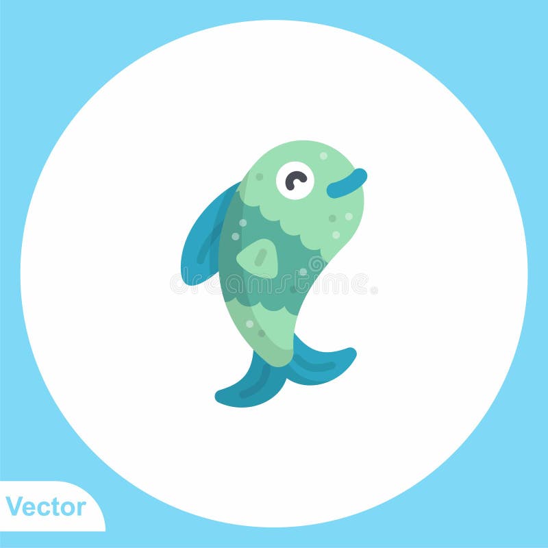 Fish Flat Vector Icon Sign Symbol Stock Illustration - Illustration of ...
