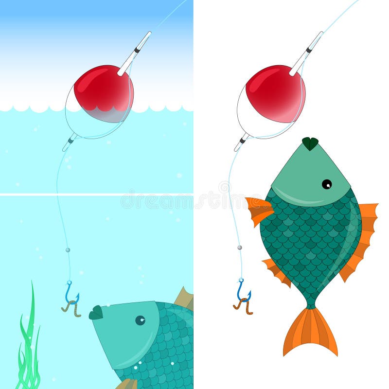 Fish and float - vector stock vector. Illustration of hook - 18526219