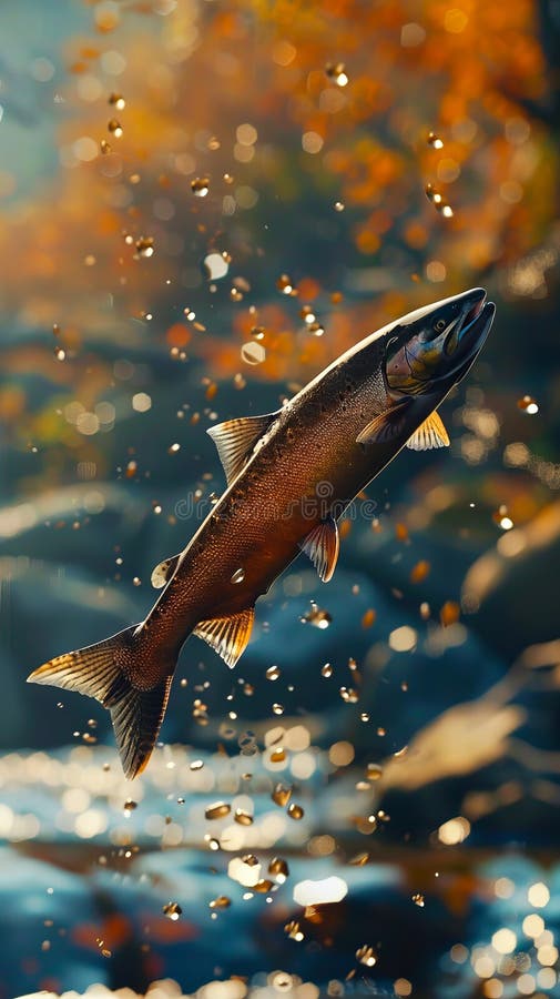 A Fish is Flying through the Air Over Water Stock Image - Image of ...