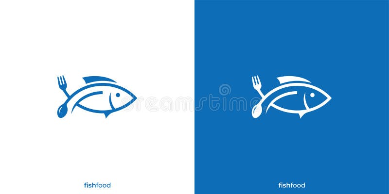 Fish Food Logo. Fish and Fork, Spoon with Minimalist Style Stock Vector ...