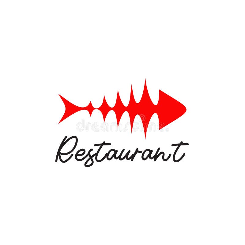 Fish Food Restaurant Logo with Fish Bone Symbol Design Stock Vector ...