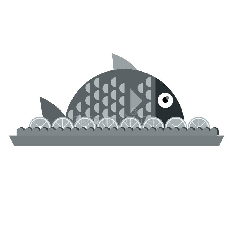 Fish Food Vector Dinner Dish Plate Meal Stock Vector - Illustration of ...