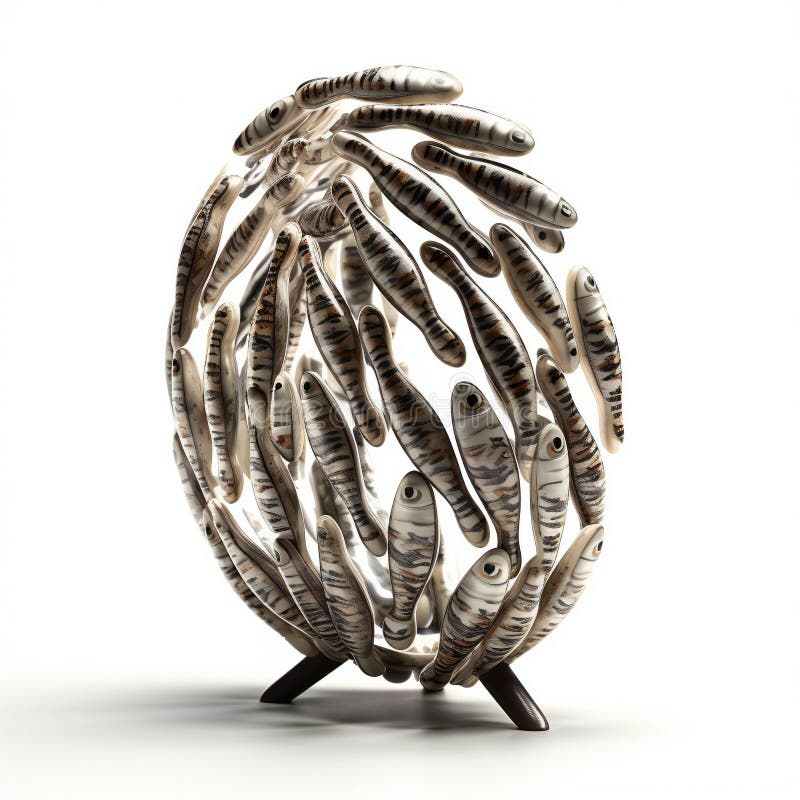 Fish in the Form of a Sphere on a White Background Stock Illustration ...