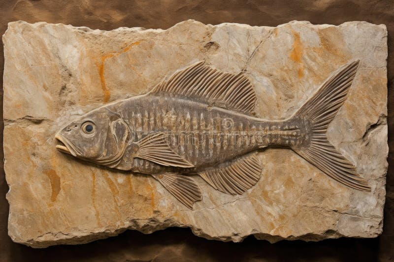 Fish Fossil Preserved in a Shale Rock Layer Stock Photo - Image of ...