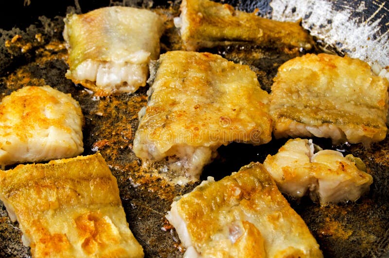 Fish Fried in a Frying Pan. Stock Image - Image of protein, flour: 82151517