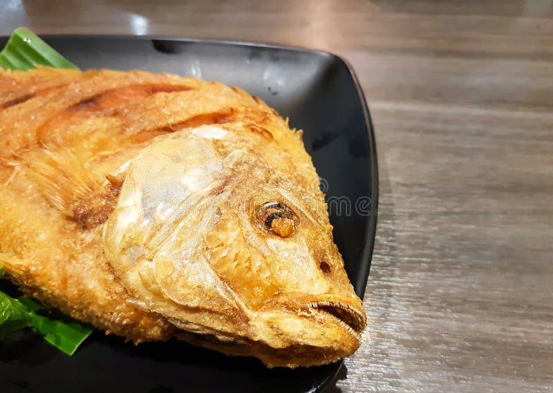 Fish fried on plate stock image. Image of cook, delicious - 145599011