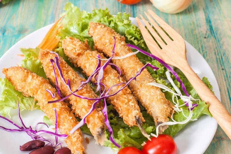 Fish fry in plate on wood stock photo. Image of stick - 69074090