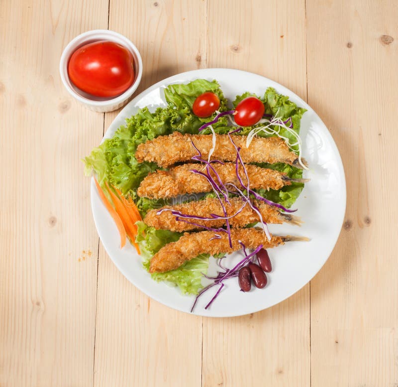 Fish fry in plate on wood stock photo. Image of stick - 69074090