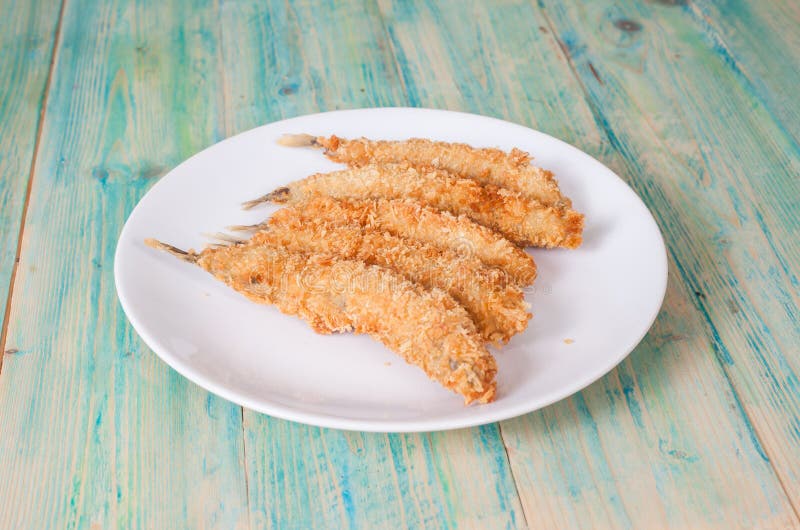 Fish Fry in Plate on Wood Table Stock Image - Image of table, white ...