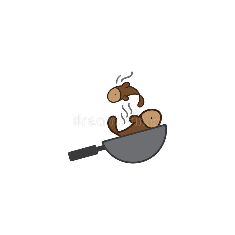 Fish Frying in the Pan Minimal Vector Logo Icon for Brand Identity ...