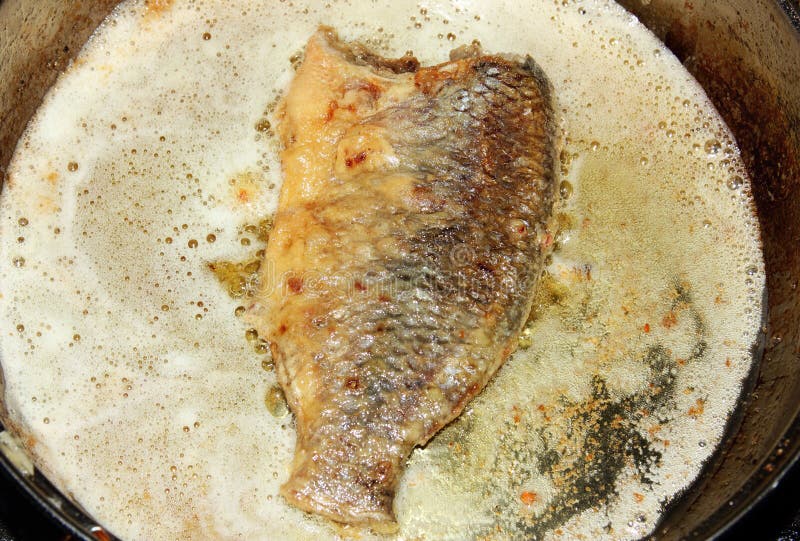 Fish frying in pan stock photo. Image of nutritive, cooking - 70271734