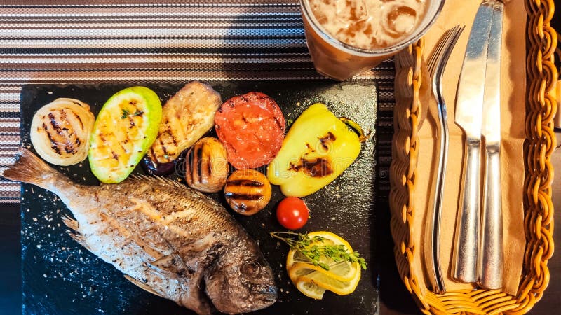 Fish Full Set Dish in Restaurant Stock Image - Image of dish, full ...